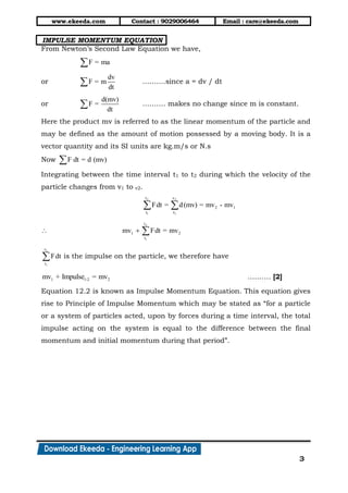 12. kinetics of particles impulse momentum method | PDF
