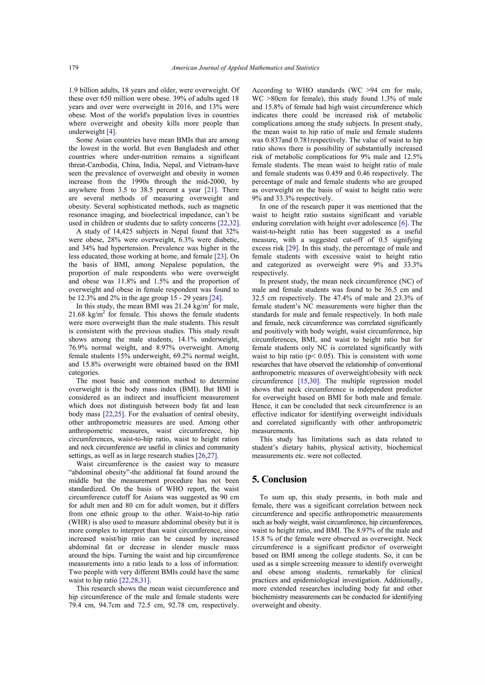 Neck Circumference as an Indicator of Overweight and Obesity in Young ...
