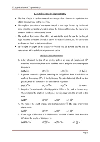 12.applications of trigonometry | PDF