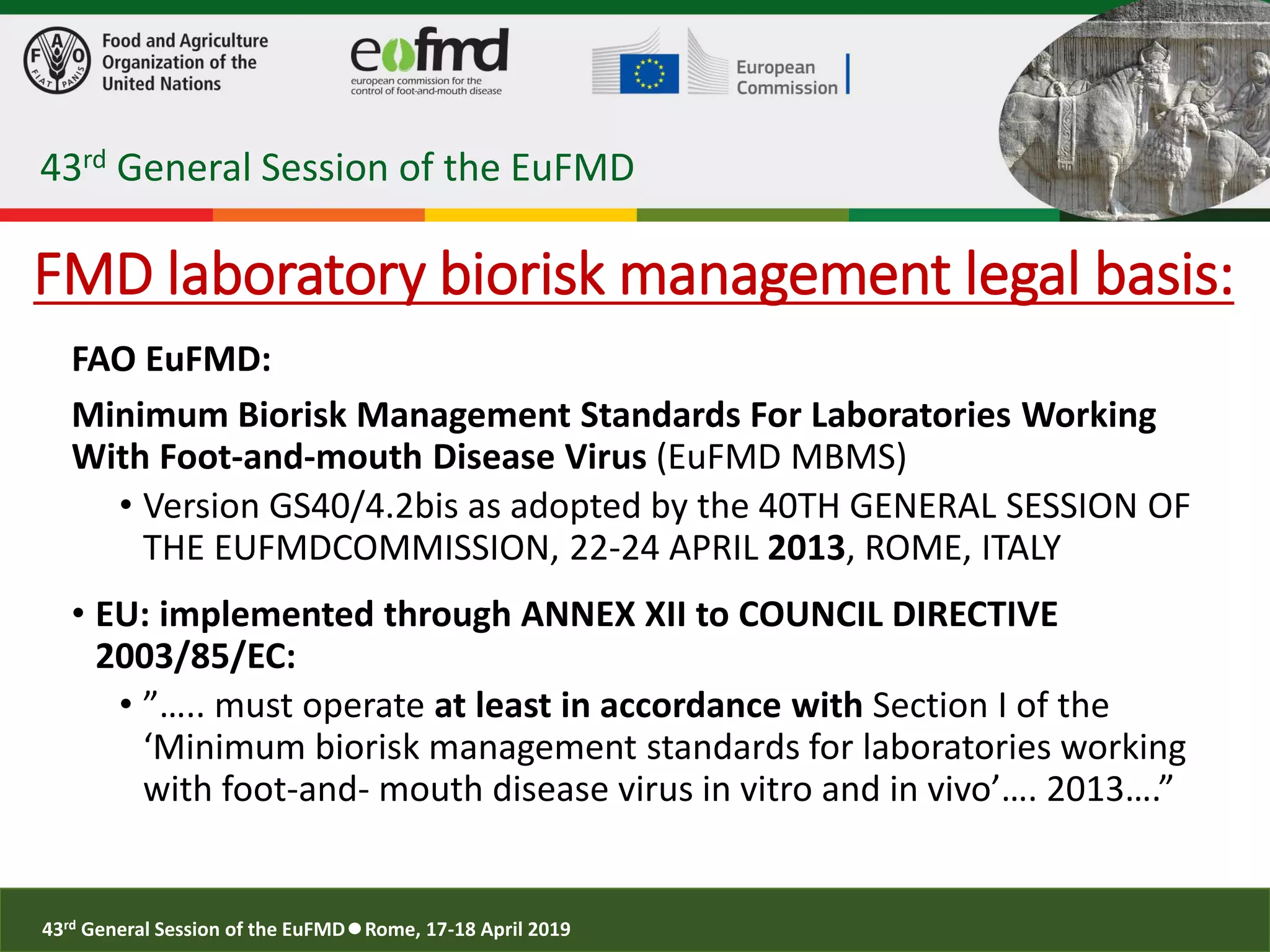 GS43_12. EuFMD minimum biorisk management standard | PPT