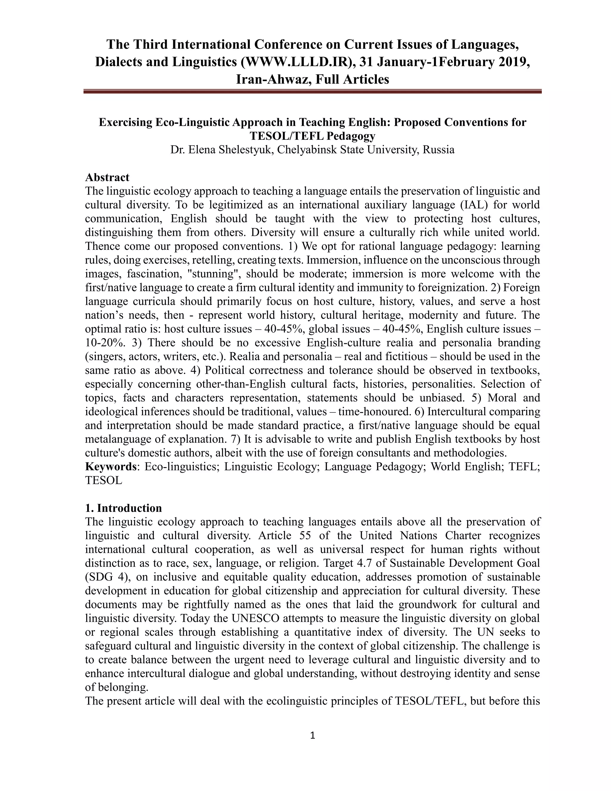 Exercising Eco-Linguistic Approach in Teaching English: Proposed ...