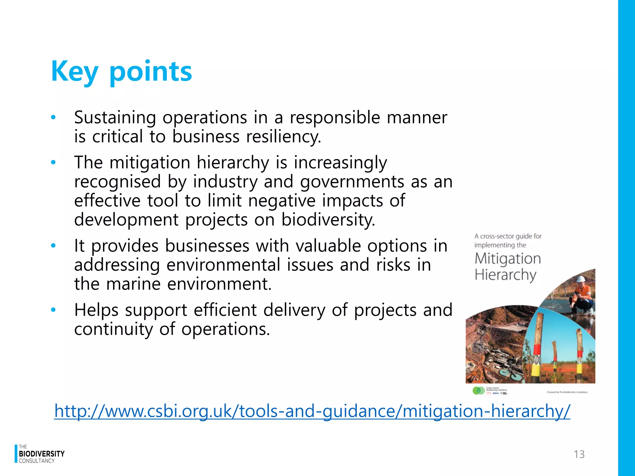 Mitigation Hierarchy and marine biodiversity impacts | PPT
