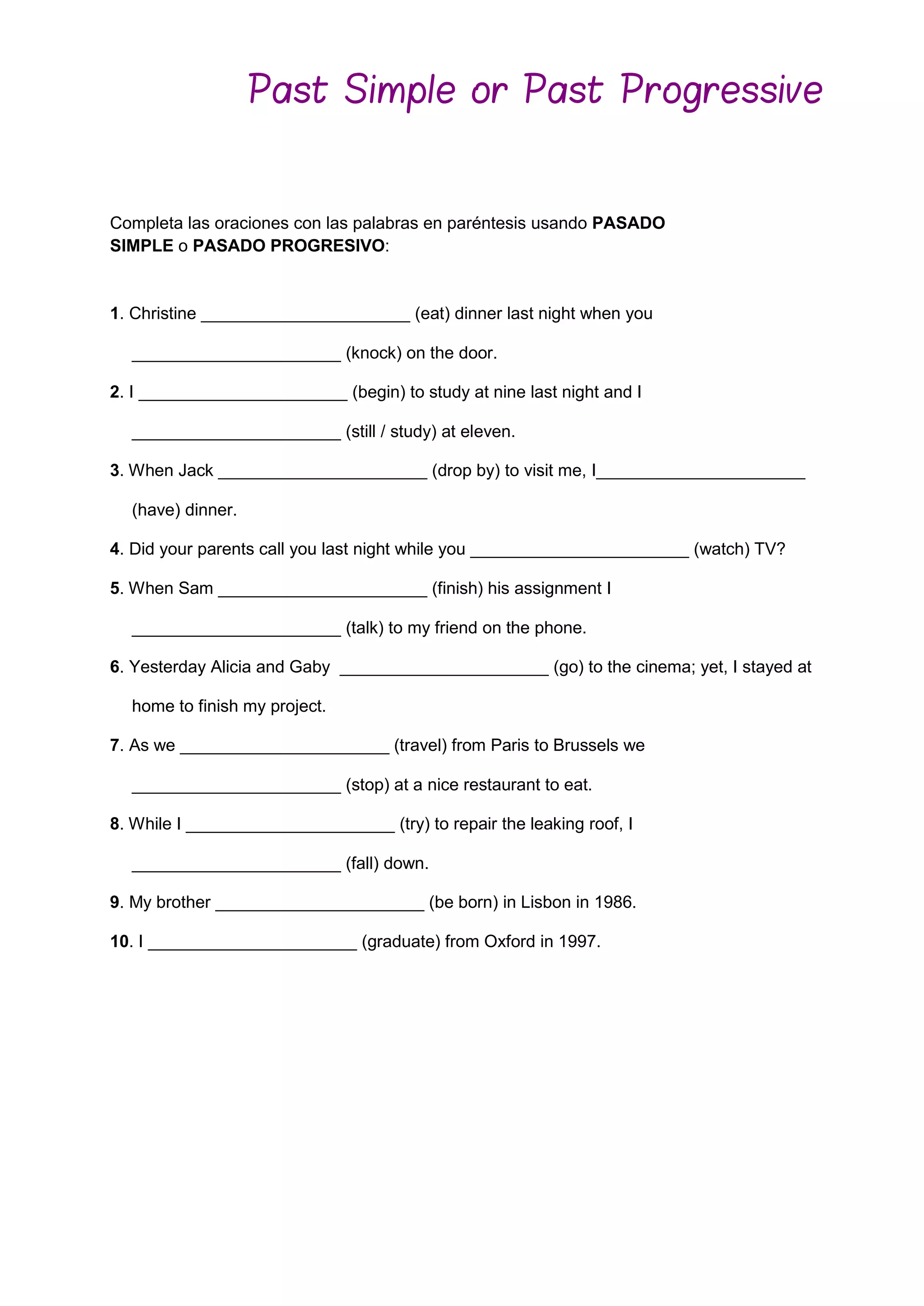 Past or past progressive | PDF