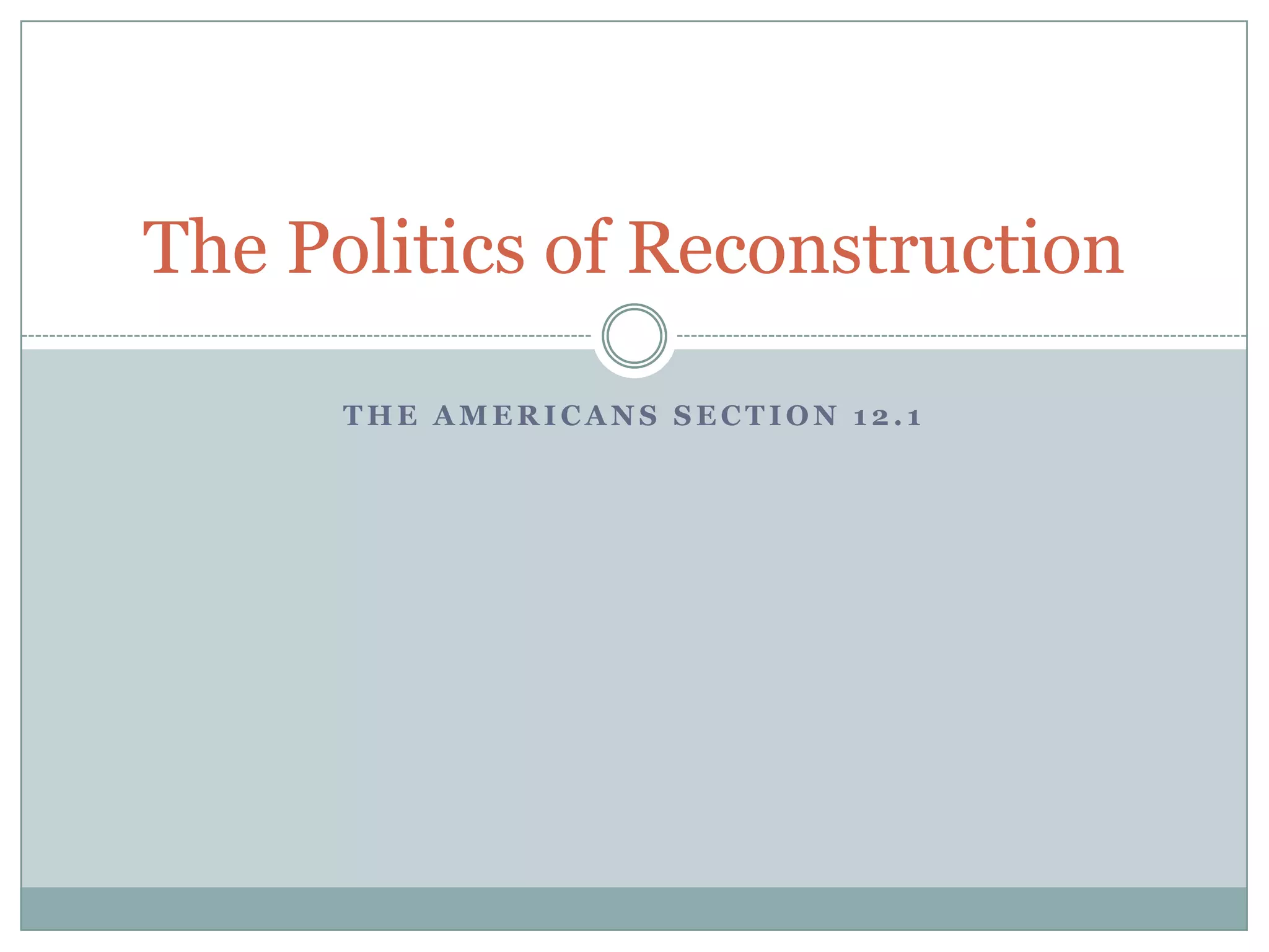 The Politics of Reconstruction | PPT