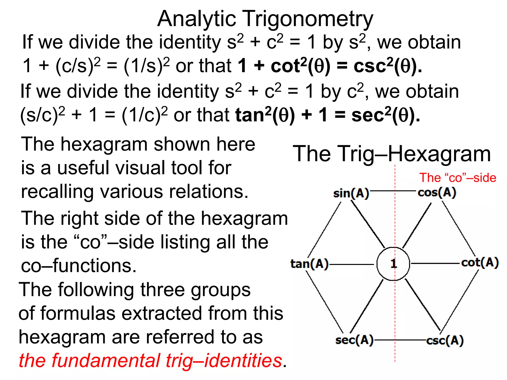 12. analytic trigonometry and trig identities-x | PPT