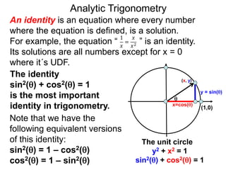 12. analytic trigonometry and trig identities-x | PPTX