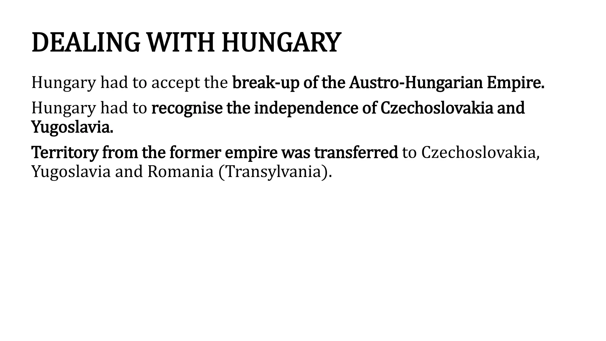 HISTORY IGCSE CONTENT - 20TH CENTURY OPTION - THE TERMS OF THE OTHER ...