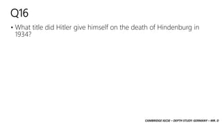 IGCSE REVISION - GERMANY: REVISION SUMMARY - 30 QUESTIONS | PPT