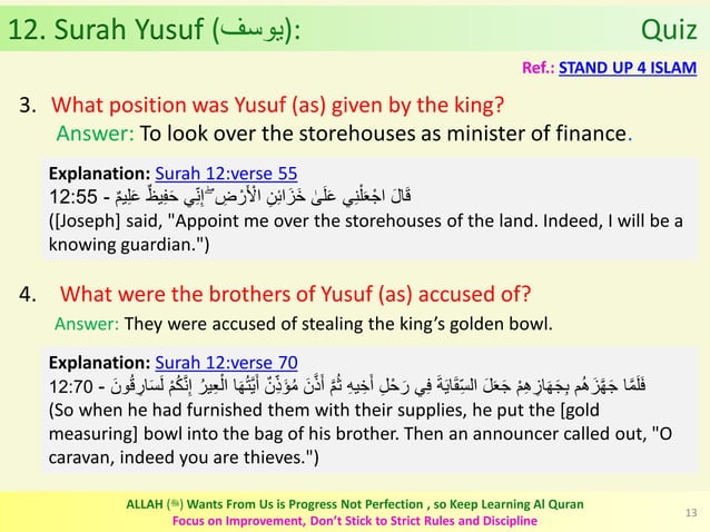 Al Quran (Chapter 12): Surah Yusuf [Prophet Joseph (as)] | PDF | Islam ...