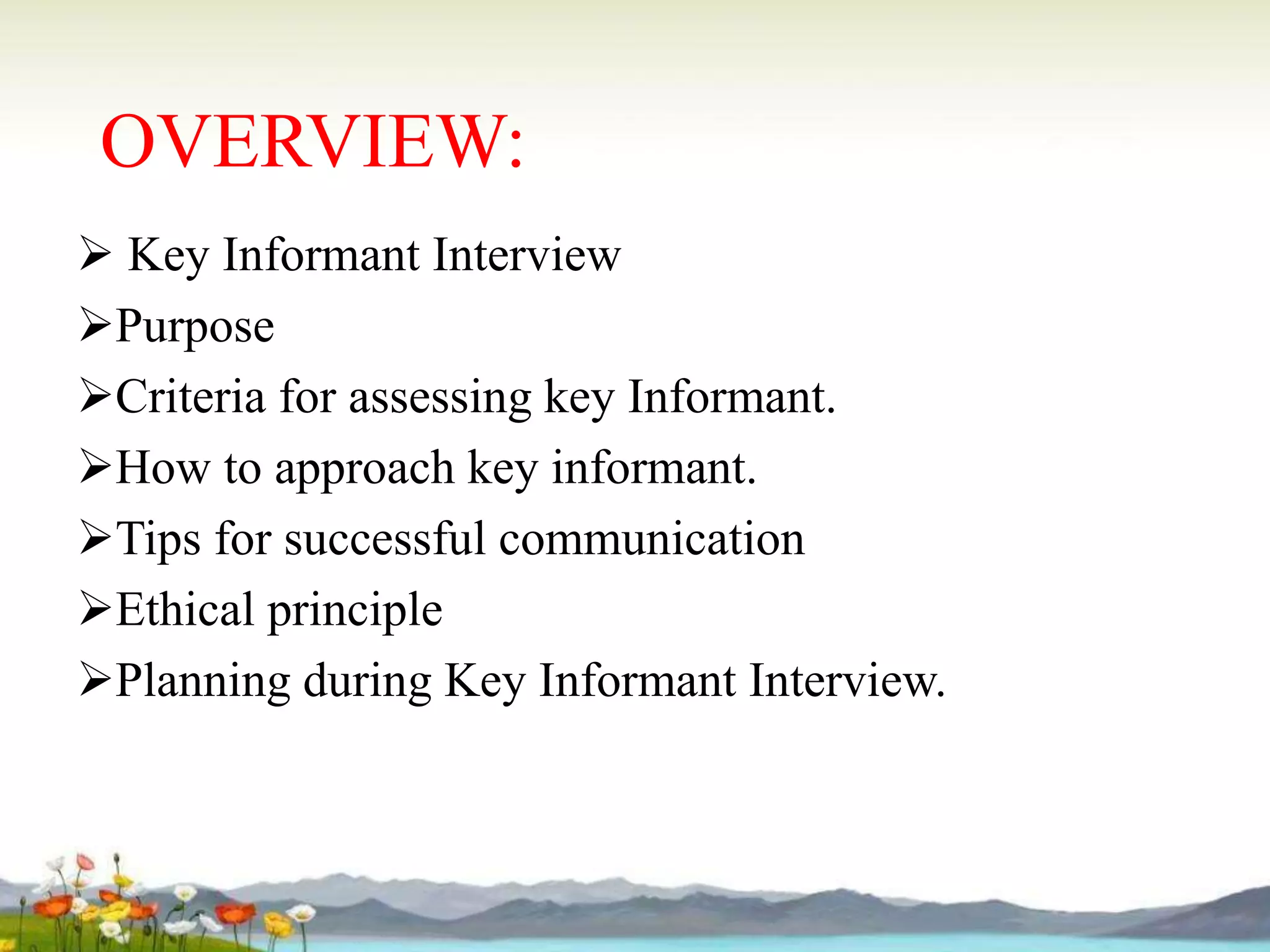 Key Informant Interview (KII) | PPTX