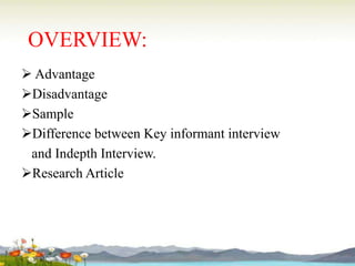 Key Informant Interview (KII) | PPTX