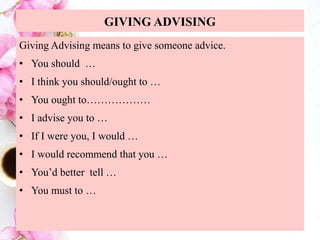 LANGUAGE FUNCTION : GIVING ORDERS, ADVISING AND WARNING | PPT