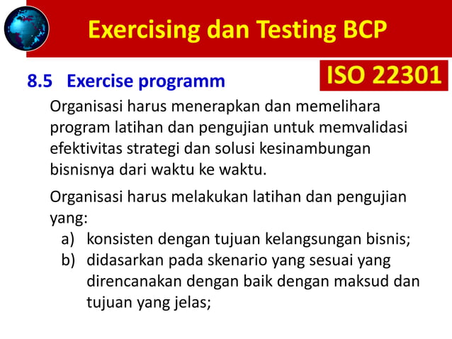 Exercising dan Testing BCP _ Materi Training BCMS (with ISO 22301) | PPTX