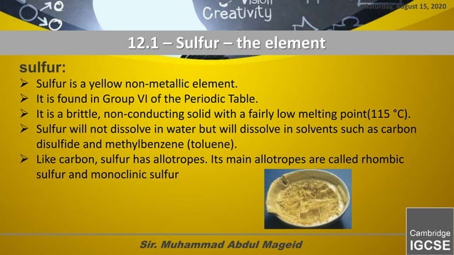 12.1 sulfur | PPTX