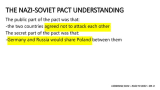 HISTORY IGCSE CONTENT - 20TH CENTURY OPTION - THE ROAD TO WW2: NAZI ...