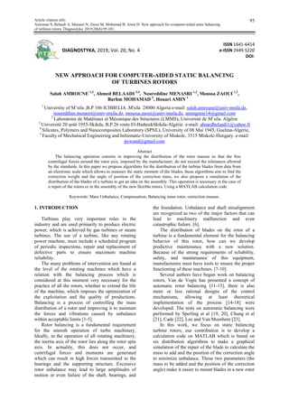 New approach for computer-aided static balancing of turbines rotors | PDF