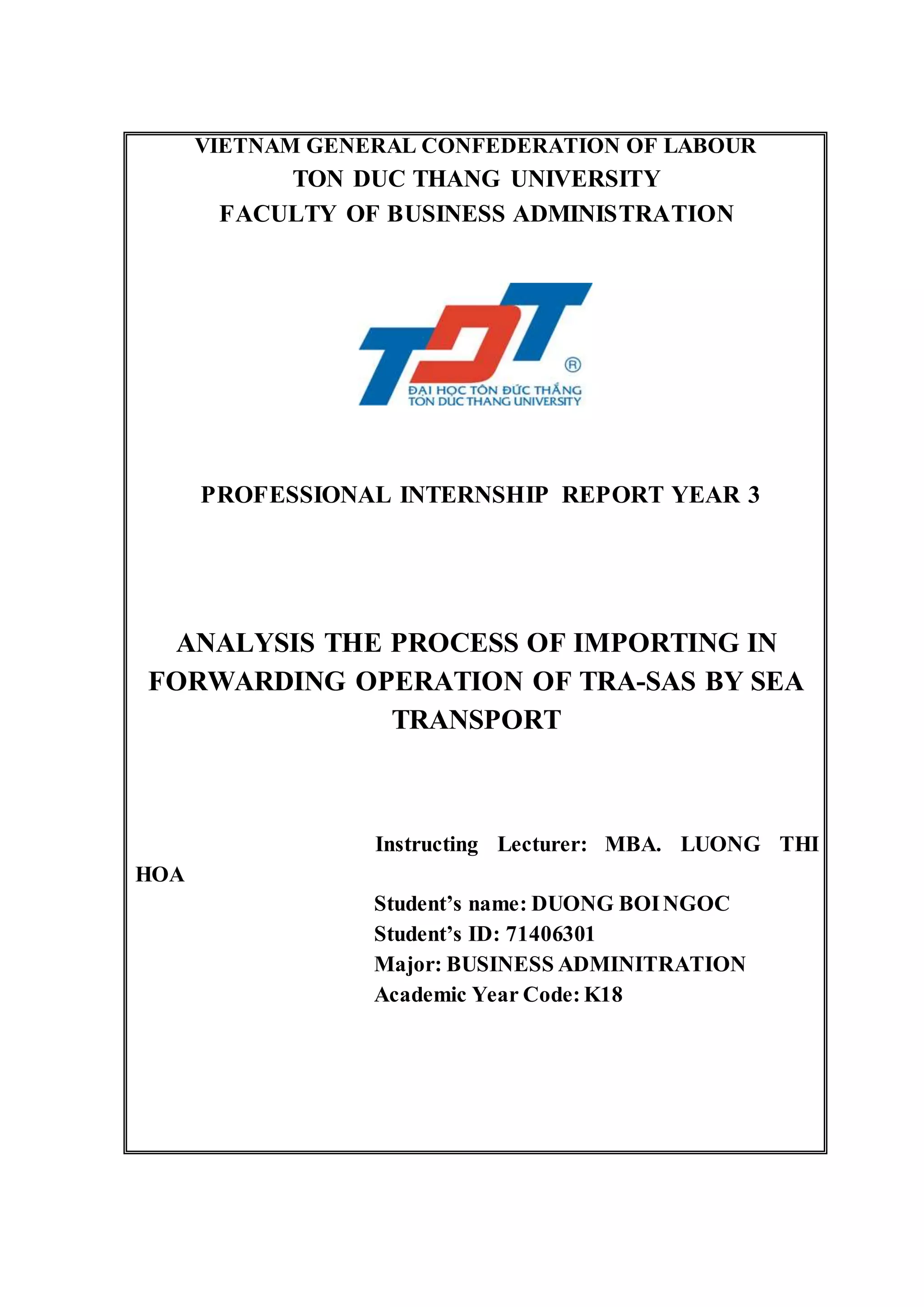 Đề tài: Analysis the process of importing in forwarding operation of ...
