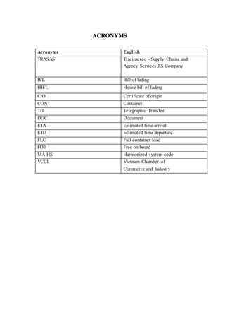 Đề tài: Analysis the process of importing in forwarding operation of tra-sas by sea transport | DOC
