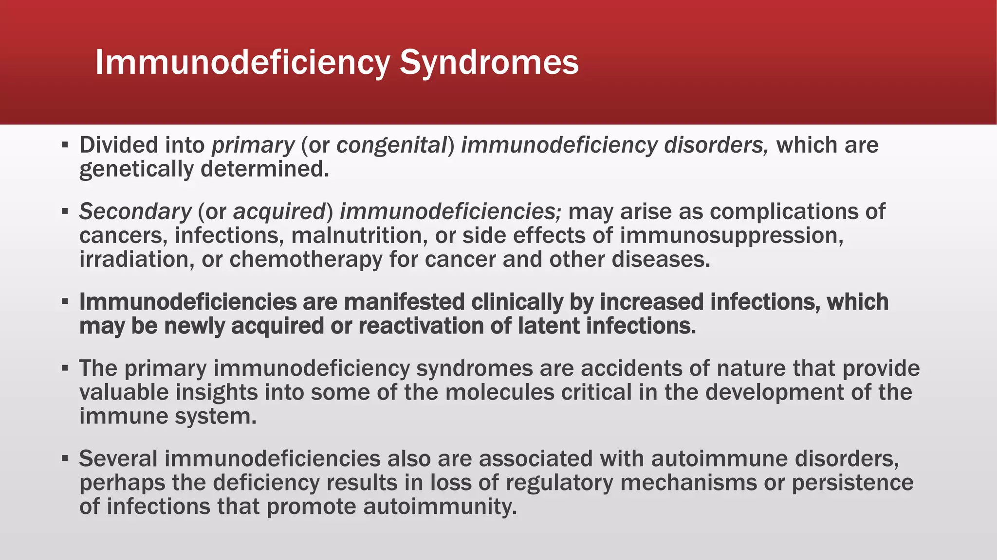 Immunodeficiency Syndrome | PPTX | Blood Disorders | Diseases and ...
