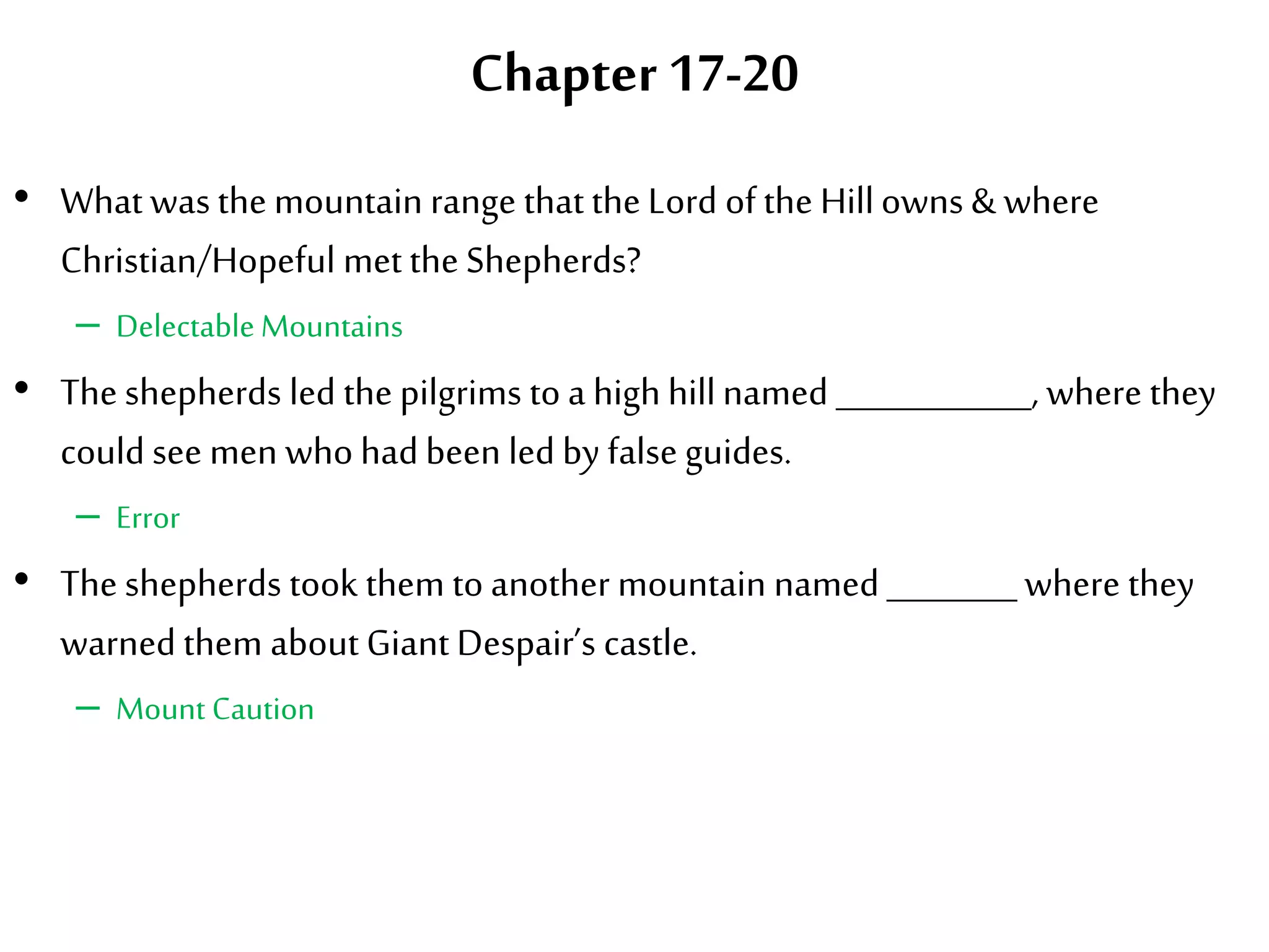Pilgrim's Progress, Chapters 12-20 | PPTX