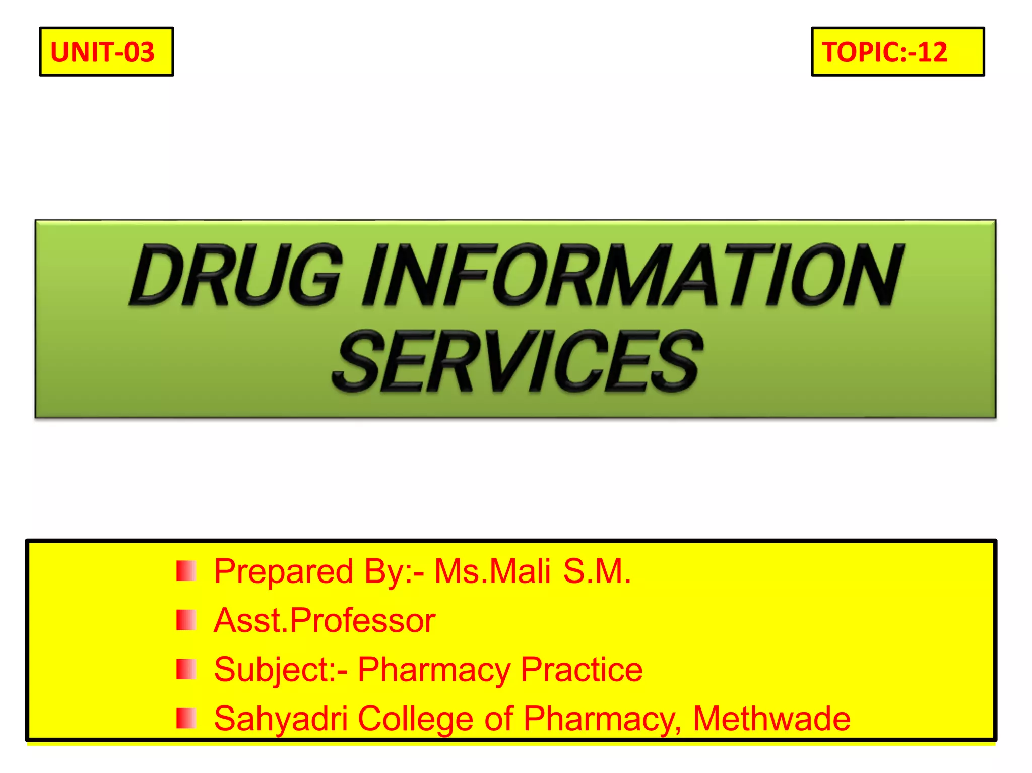 Drug Information Services | PPTX