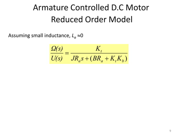 modeling of system electromechanical, Armature Controlled D.C Motor ...