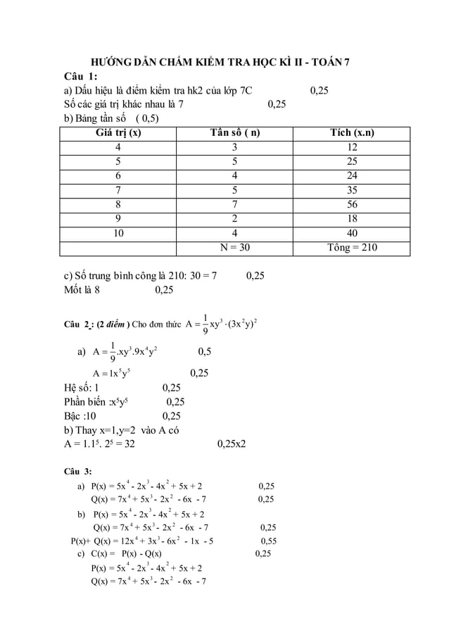Đề Thi HK2 Toán 7 - THCS Vĩnh Lộc A | PDF