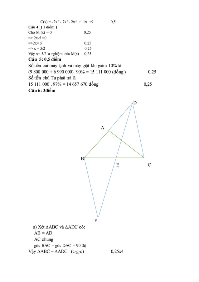 Đề Thi HK2 Toán 7 - THCS Vĩnh Lộc A | PDF