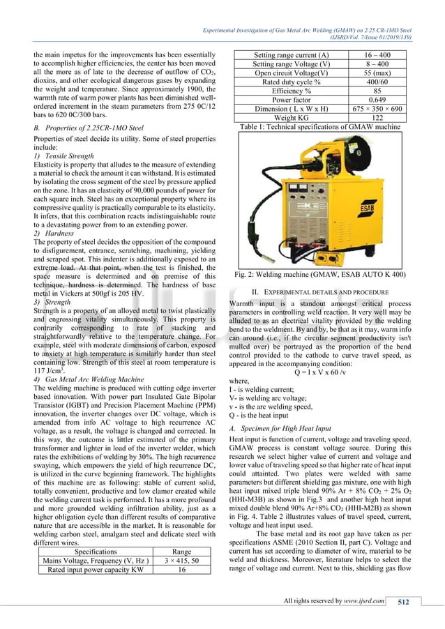 experimental investigation of gas metal arc welding (gmaw) on 2.25