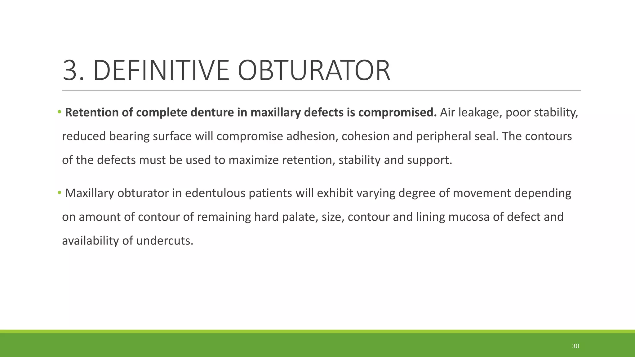Management of acquired maxillectomy defects with obturators | PPTX