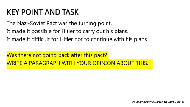 THE ROAD TO WAR 1939 - NAZI-SOVIET PACT | PPT