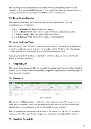 MS Project Terminology -Top 20 terms everyone must know | PDF