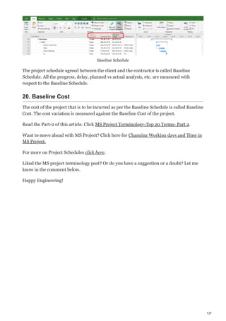 MS Project Terminology -Top 20 terms everyone must know | PDF