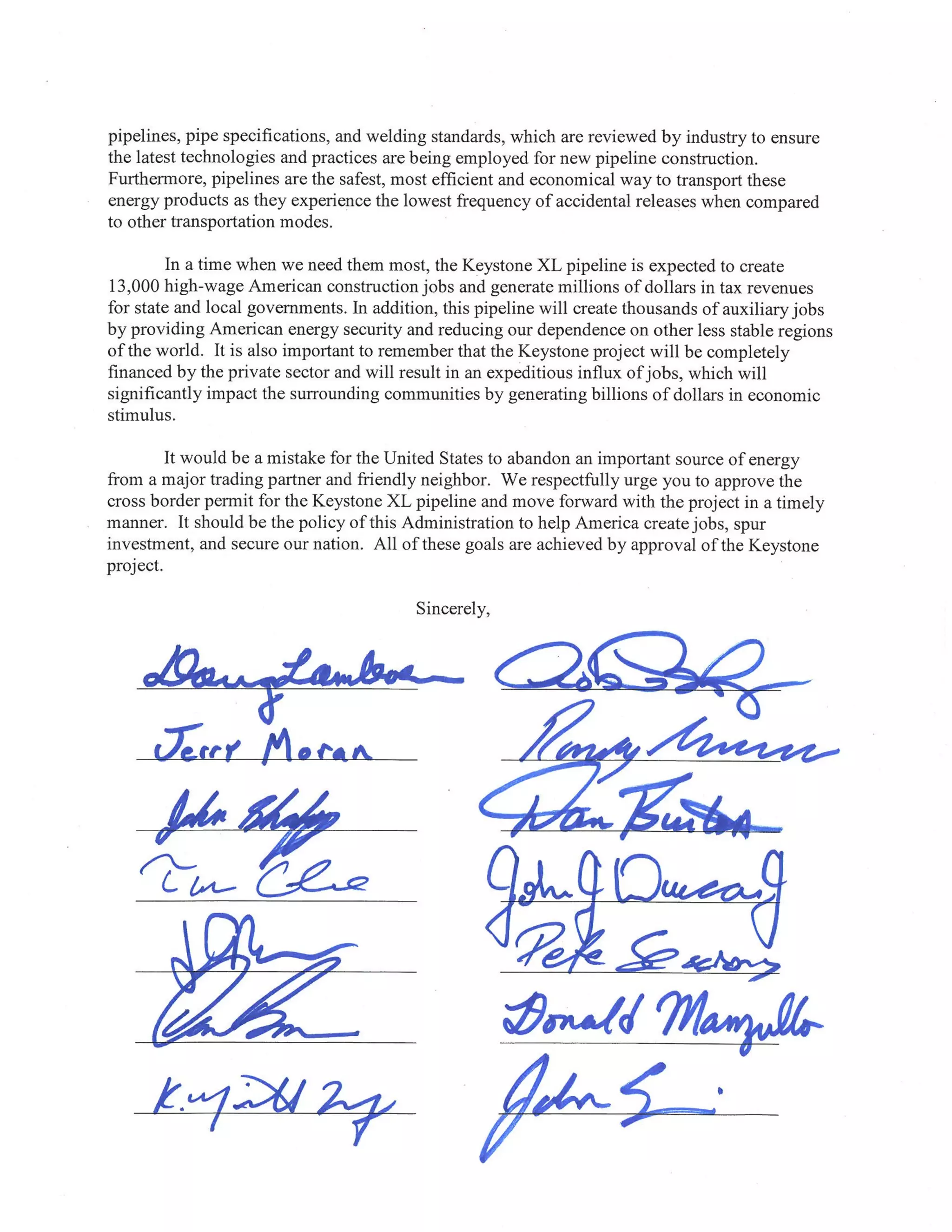 Congressional Letter on Keystone XL Pipeline | PDF