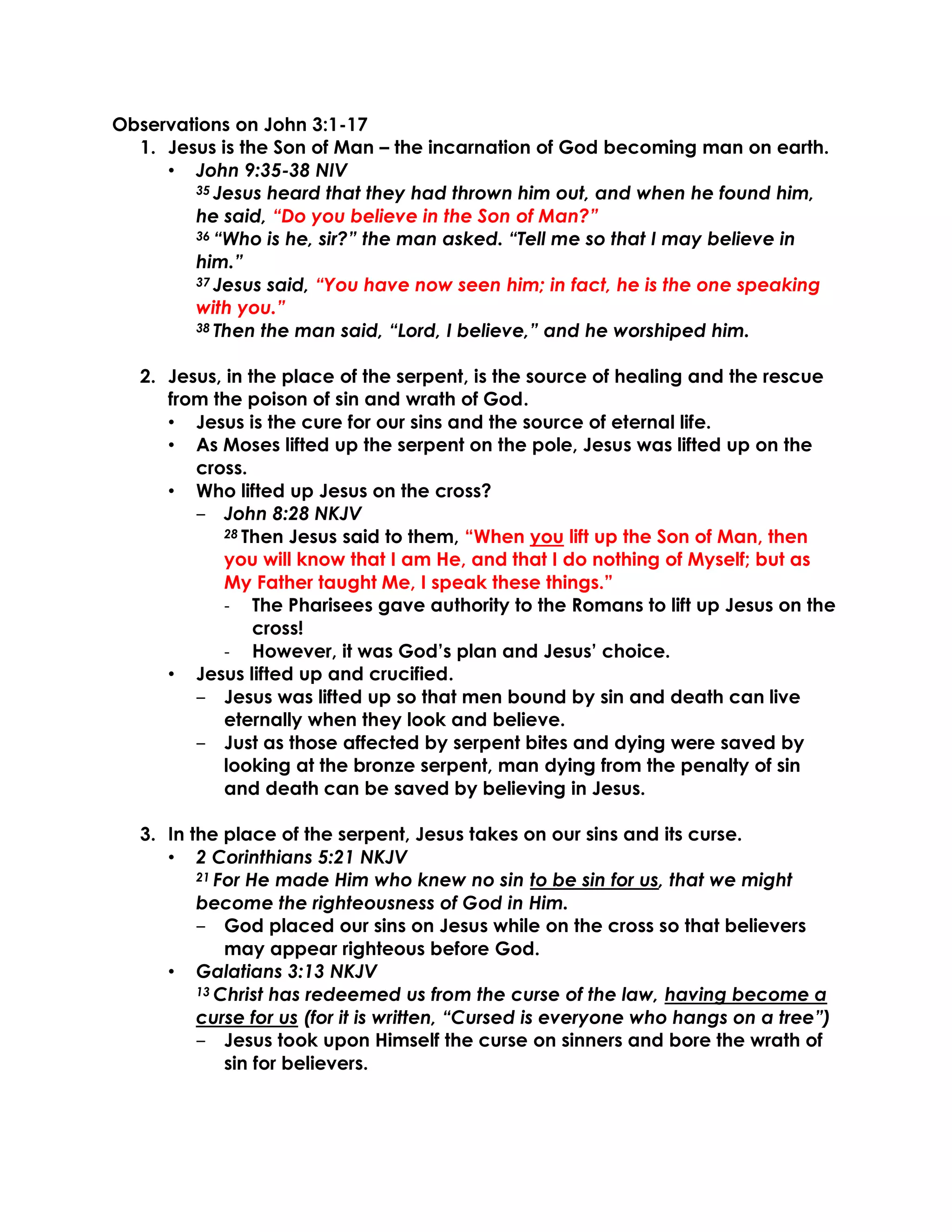 12-22-19, Numbers 21;4-9 and John 3;1-17, God Saves | PDF