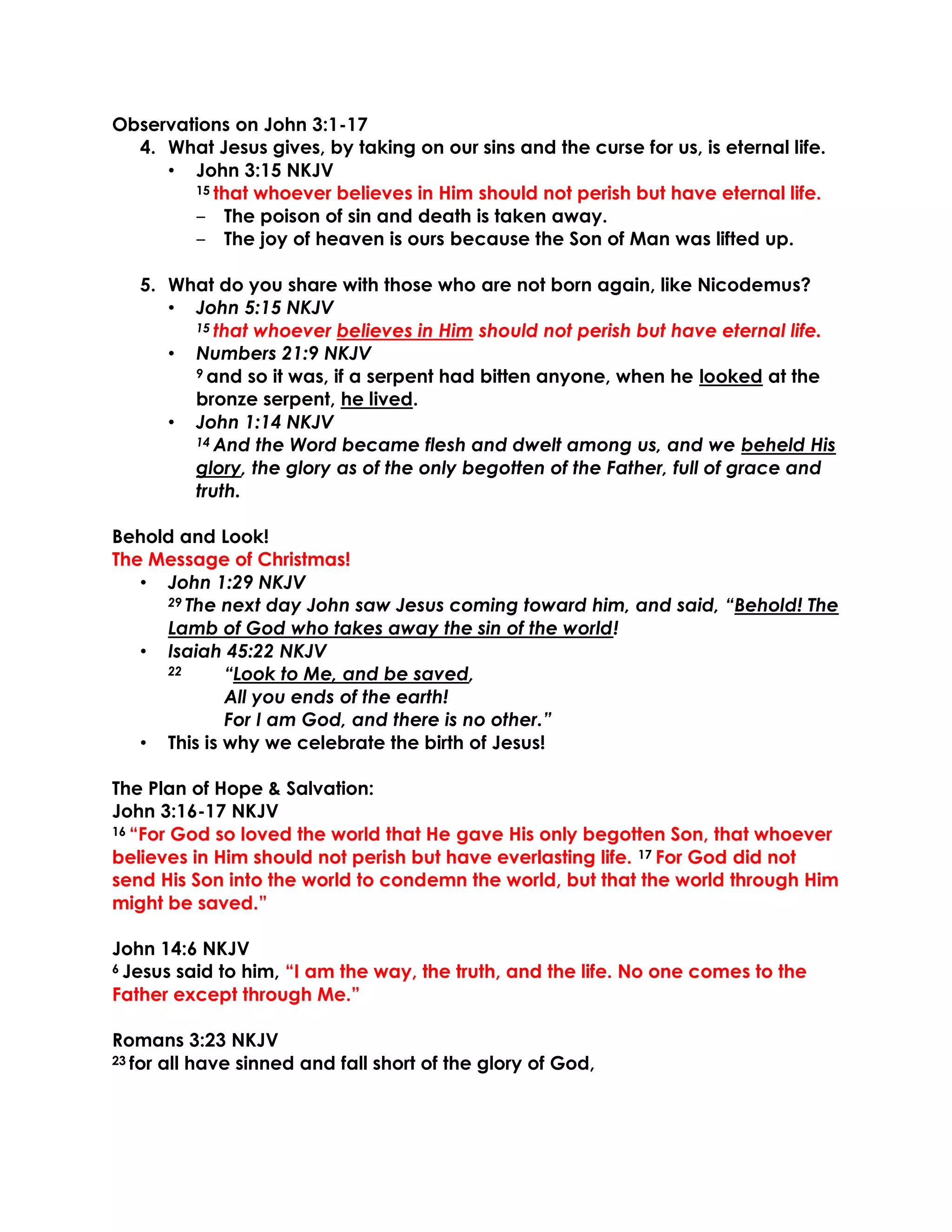 12-22-19, Numbers 21;4-9 and John 3;1-17, God Saves | PDF