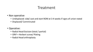 Elbow dislocations, Radial head fractures, olecranon fractures | PPTX