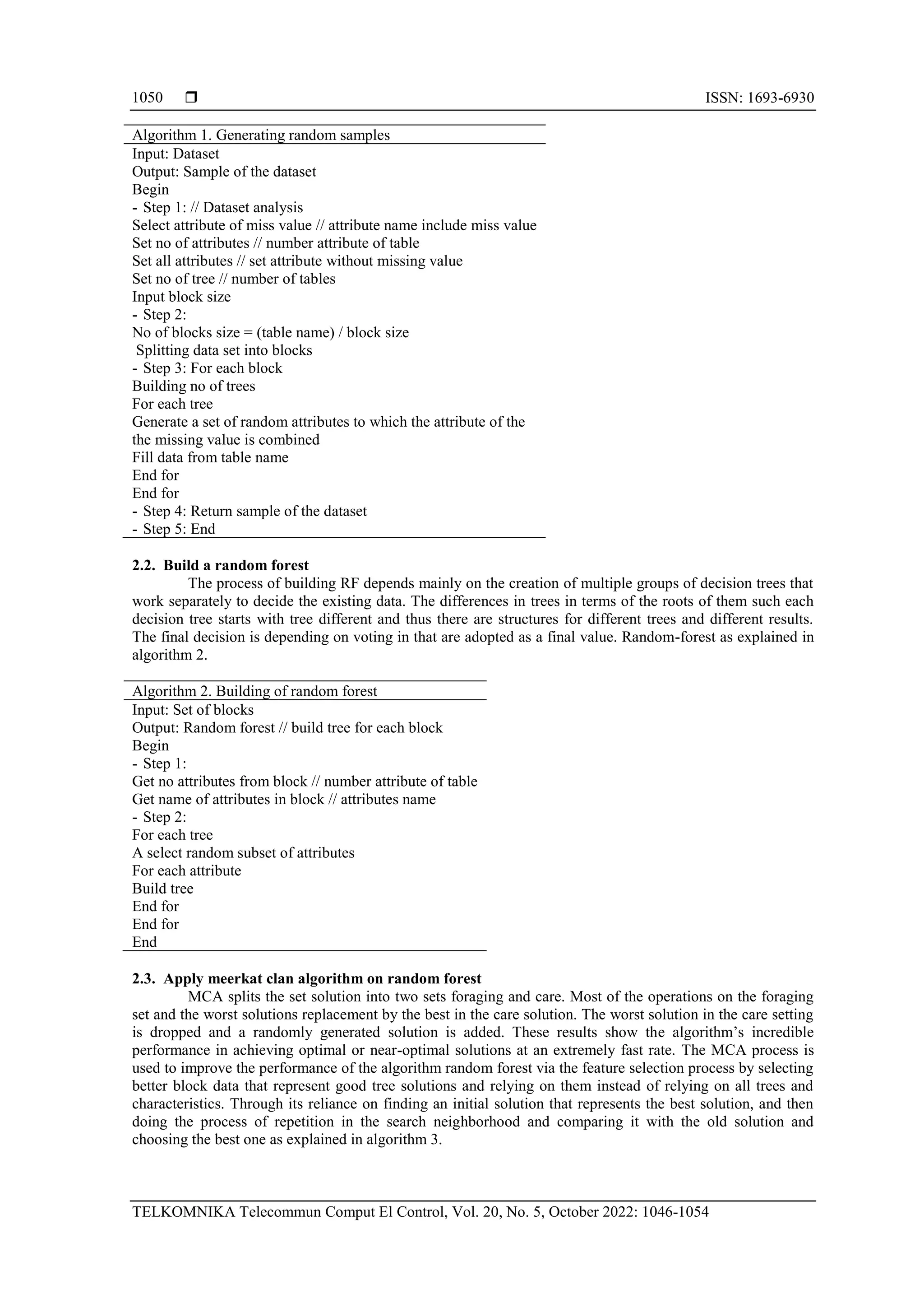 Hybrid Features Selection Method Using Random Forest And Meerkat Clan Algorithm Pdf