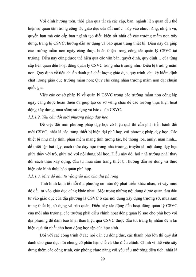 LUẬN VĂN: QUẢN LÝ CƠ SỞ VẬT CHẤT Ở CÁC TRƯỜNG MẦM NON CÔNG LẬP | PDF