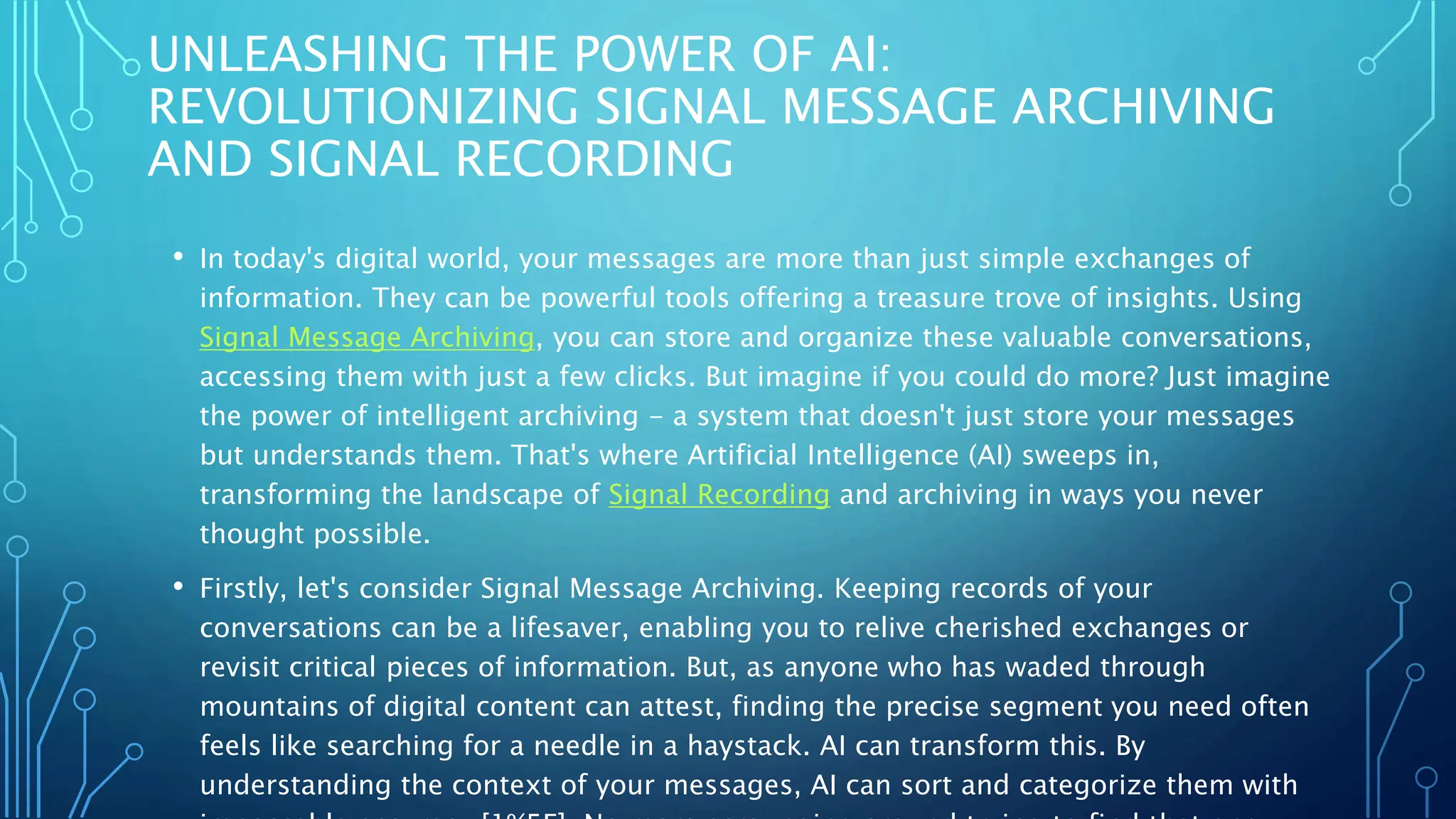 Unleashing the Power of AI: Revolutionizing Signal Message Archiving ...