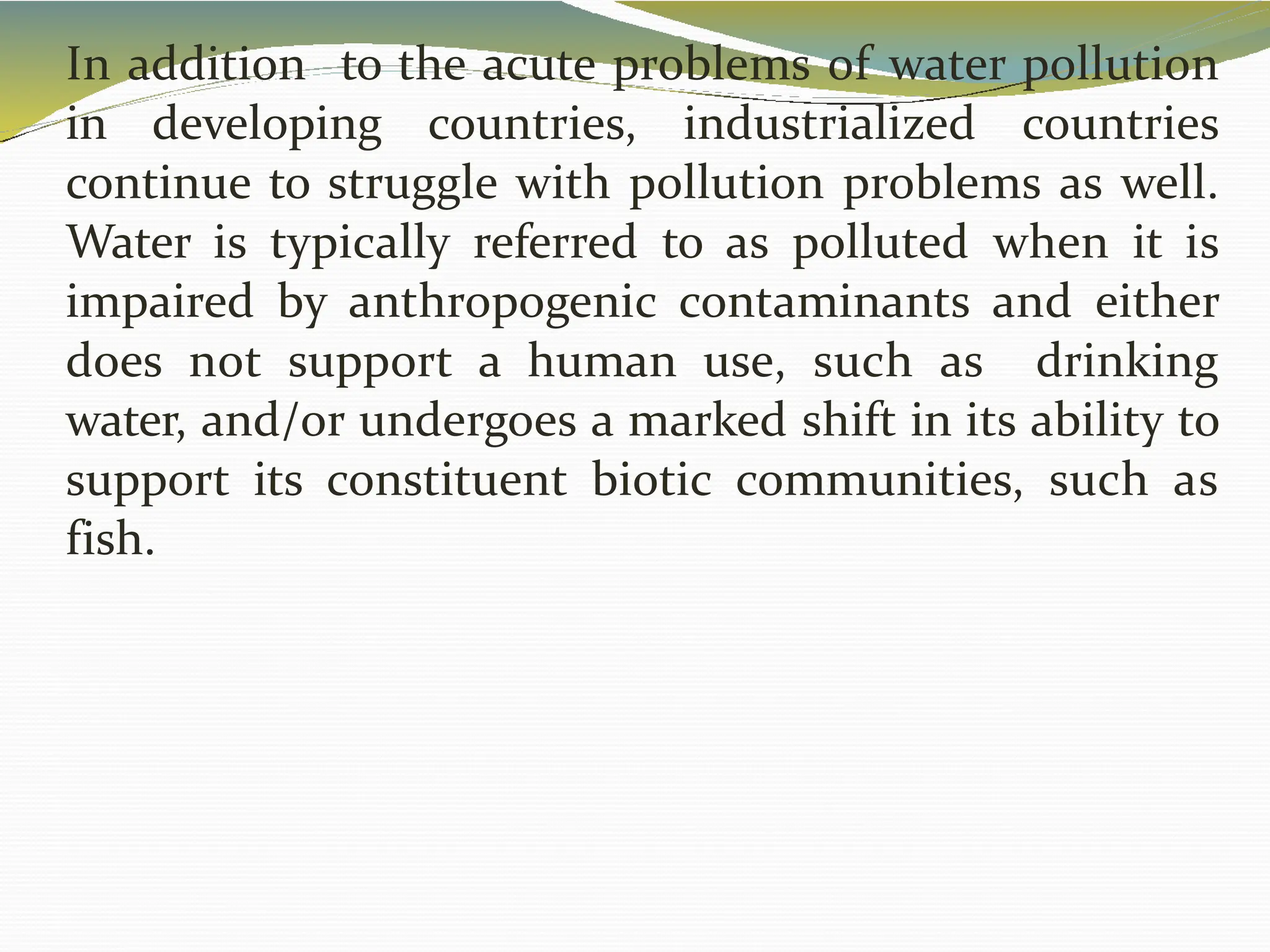 pollution of water and water source, water quality | PPT