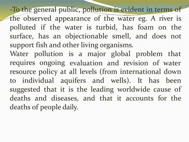 pollution of water and water source, water quality | PPT