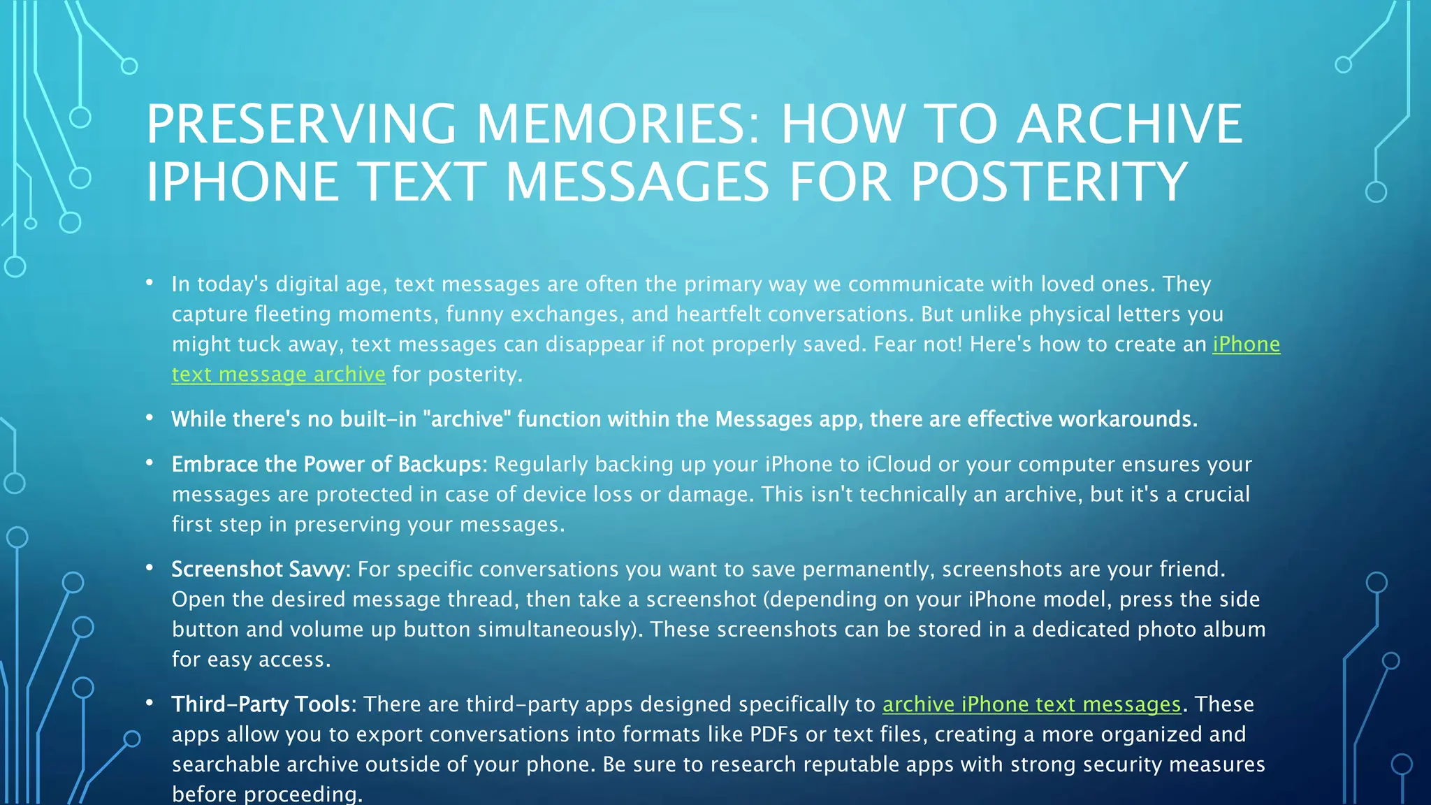 Preserving Memories: How to Archive iPhone Text Messages for Posterity | PPT
