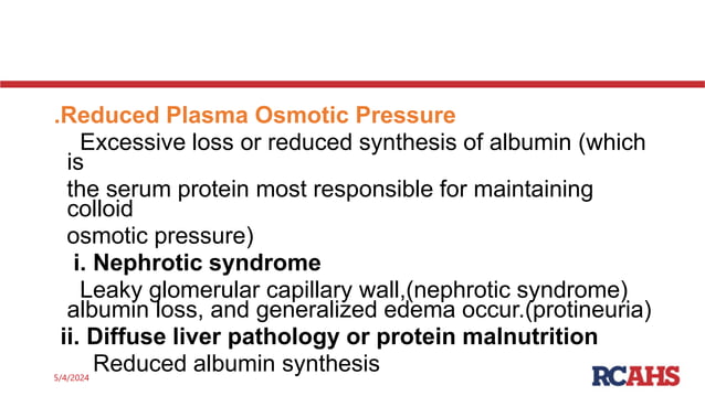 12. EDEMA introduction and causes treatment | PPT