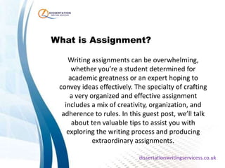 Top 10 Tips For Assignment Writing Services | PPT