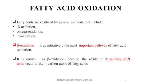 DPT - Biochemistry & Genetics - II (Metabolism of Lipids) Fatty acid ...