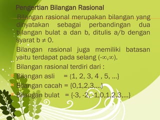 Rasional dan Irasional bilangan rasional | PPT