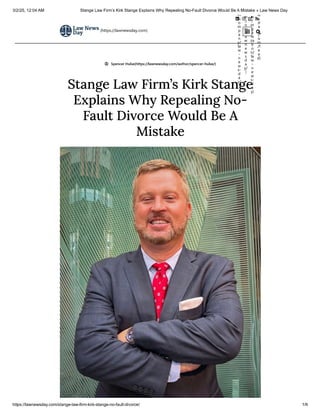 Stange Law Firm’s Kirk Stange Explains Why Repealing No-Fault Divorce ...