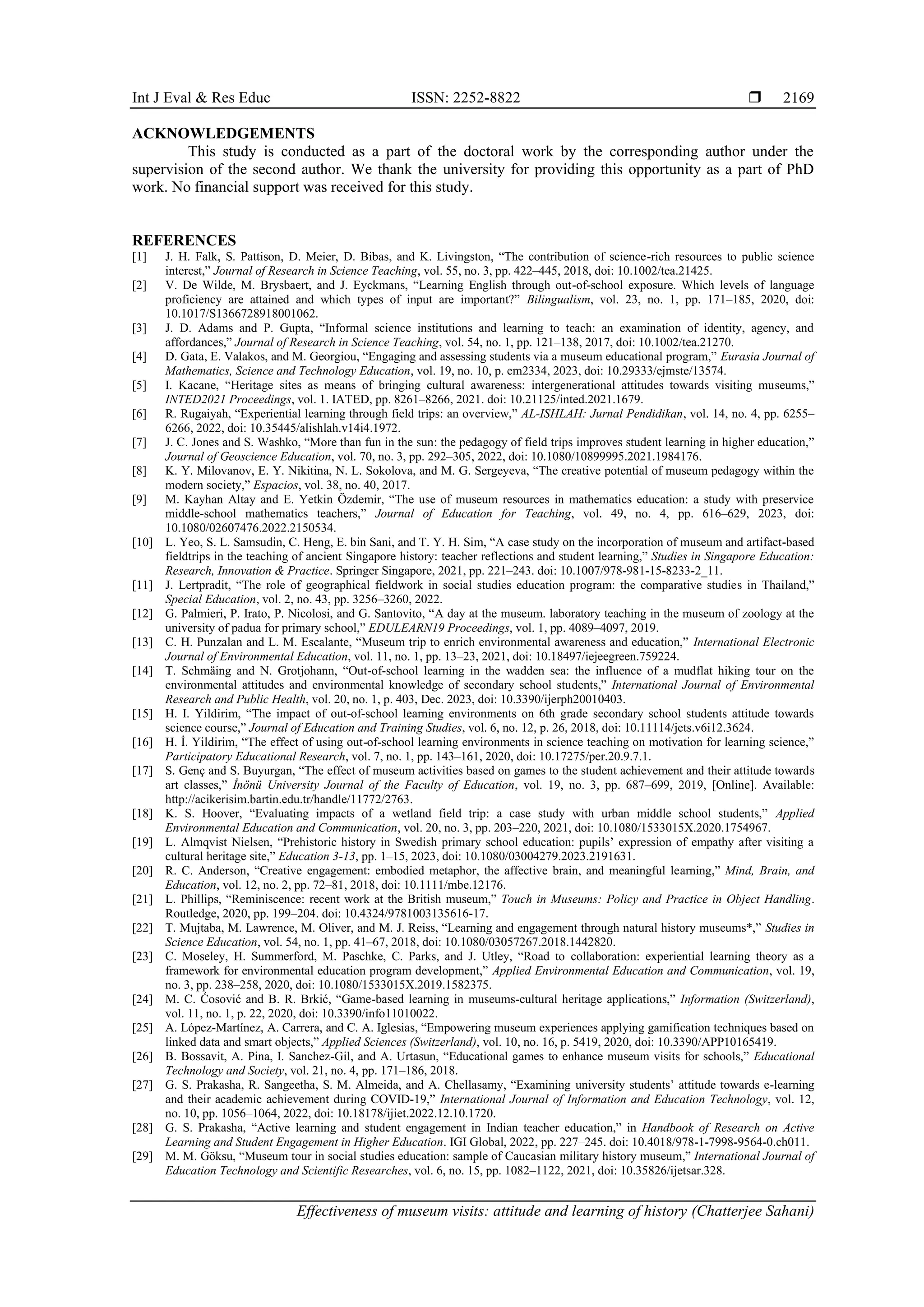 Effectiveness of museum visits: attitude and learning of history | PDF