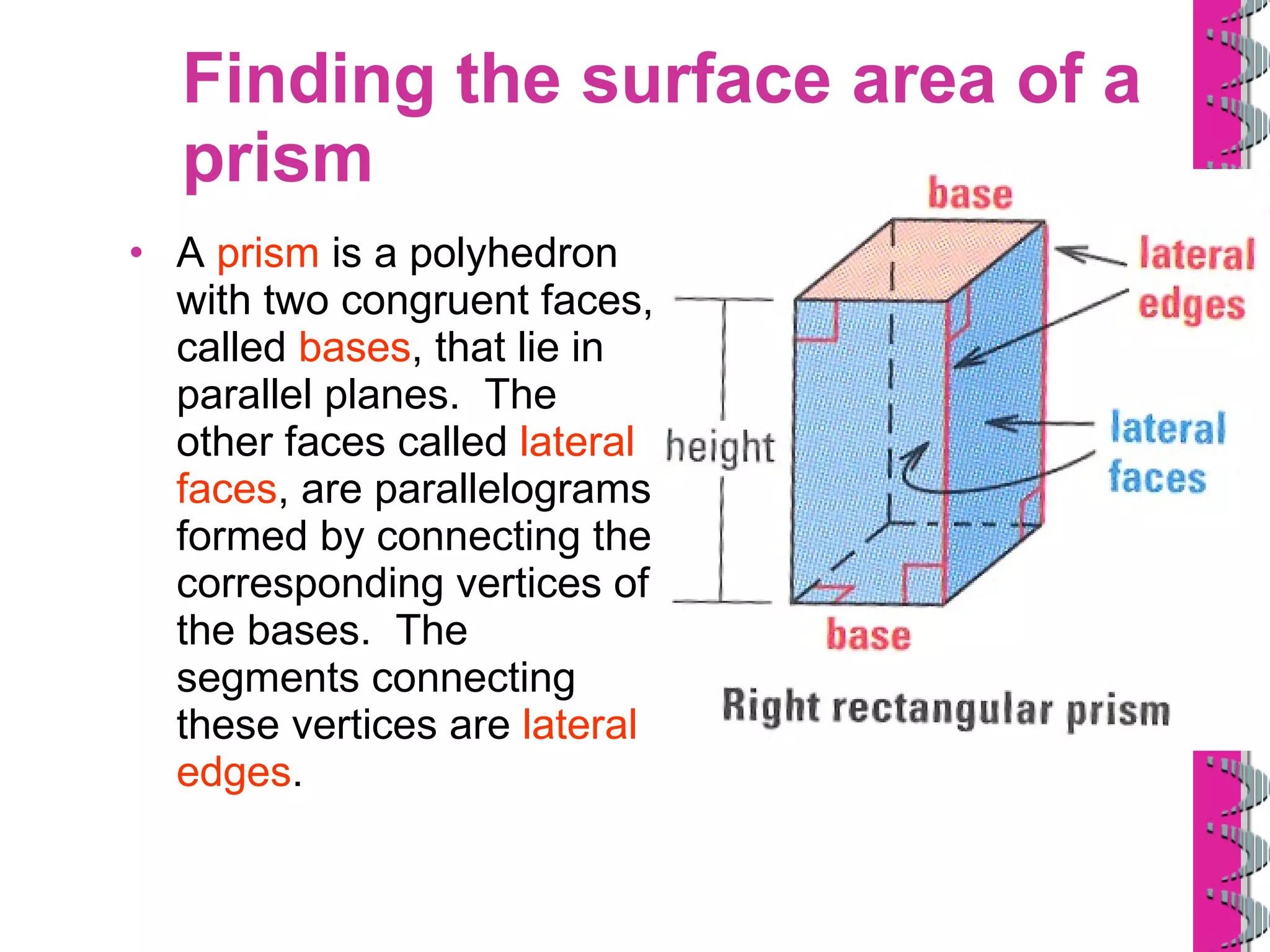 12.2 surface area of prisms and cylinders | PPT | Geography | Science